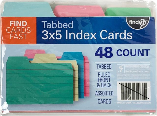 TAB INDEX CARD ASST 3x5 48PK | Ideastream | University Of Wisconsin ...
